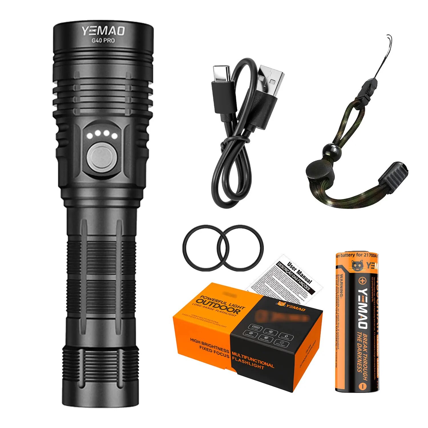 YEMAO G40pro тактический фонарик 2000Lm SST40 2000LM(6000K)