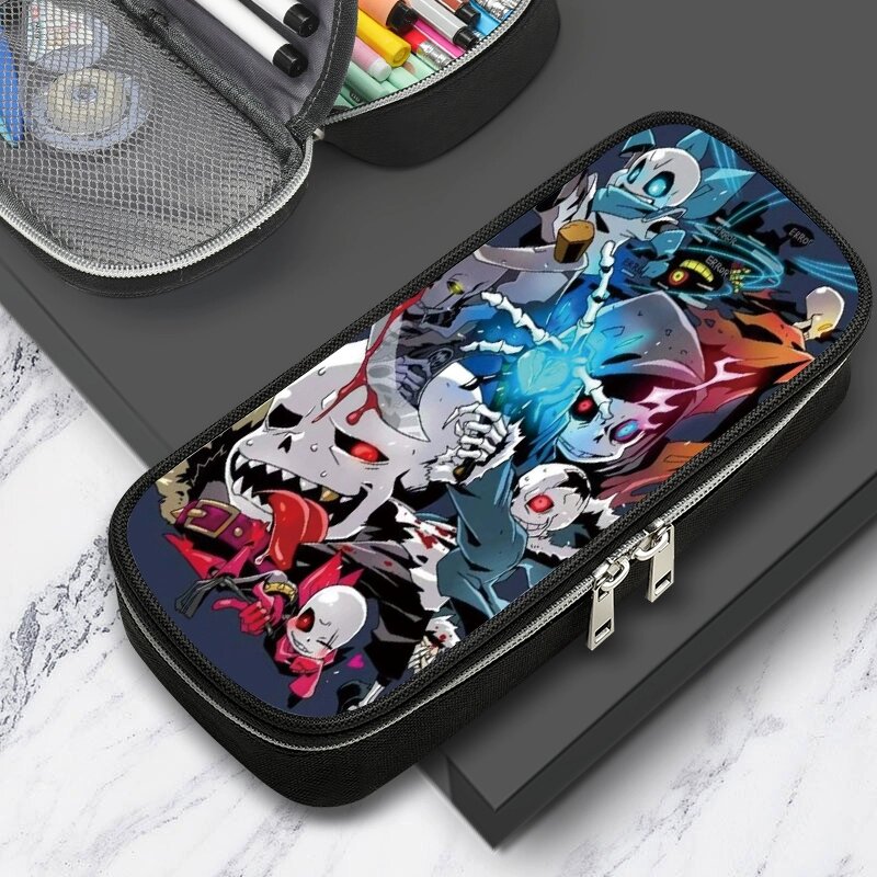 Пенал Undertale Sans, большой вместительный пенал в стиле аниме для учащихся начальной и средней школы,