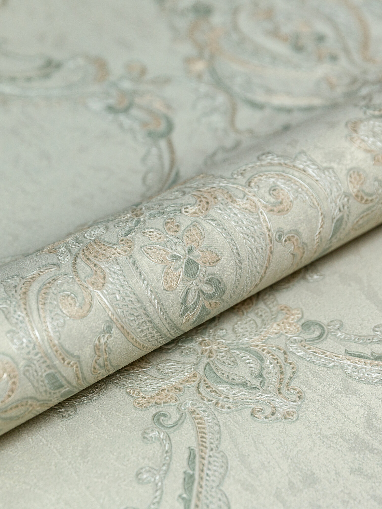 Обои виниловые на флизелине метровые 1.06 KERAMA MARAZZI, Ориент, мотив зеленый, KM7705