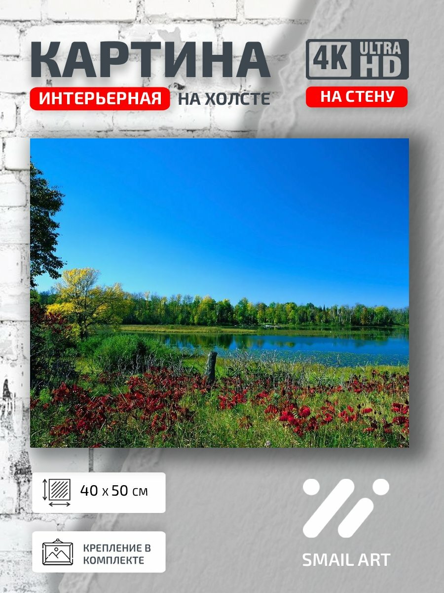 Картина на холсте интерьерная 40 на 50 на стену Зелень Landscape для кабинета пейзаж декор