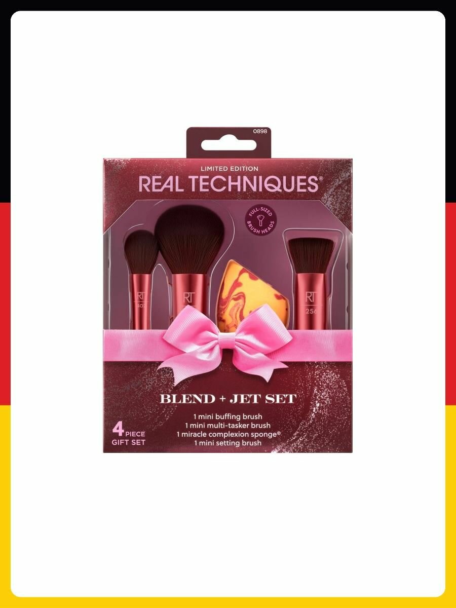Кисть косметическая Real Techniques Blend + Jet Set Facial Gift Set, 4 шт