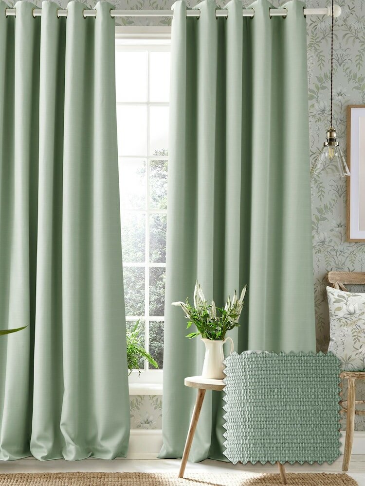 Шторы плотные Laura Ashley Stephanie с люверсами, размер 167х137 см, цвет зеленый шалфей, K85-236