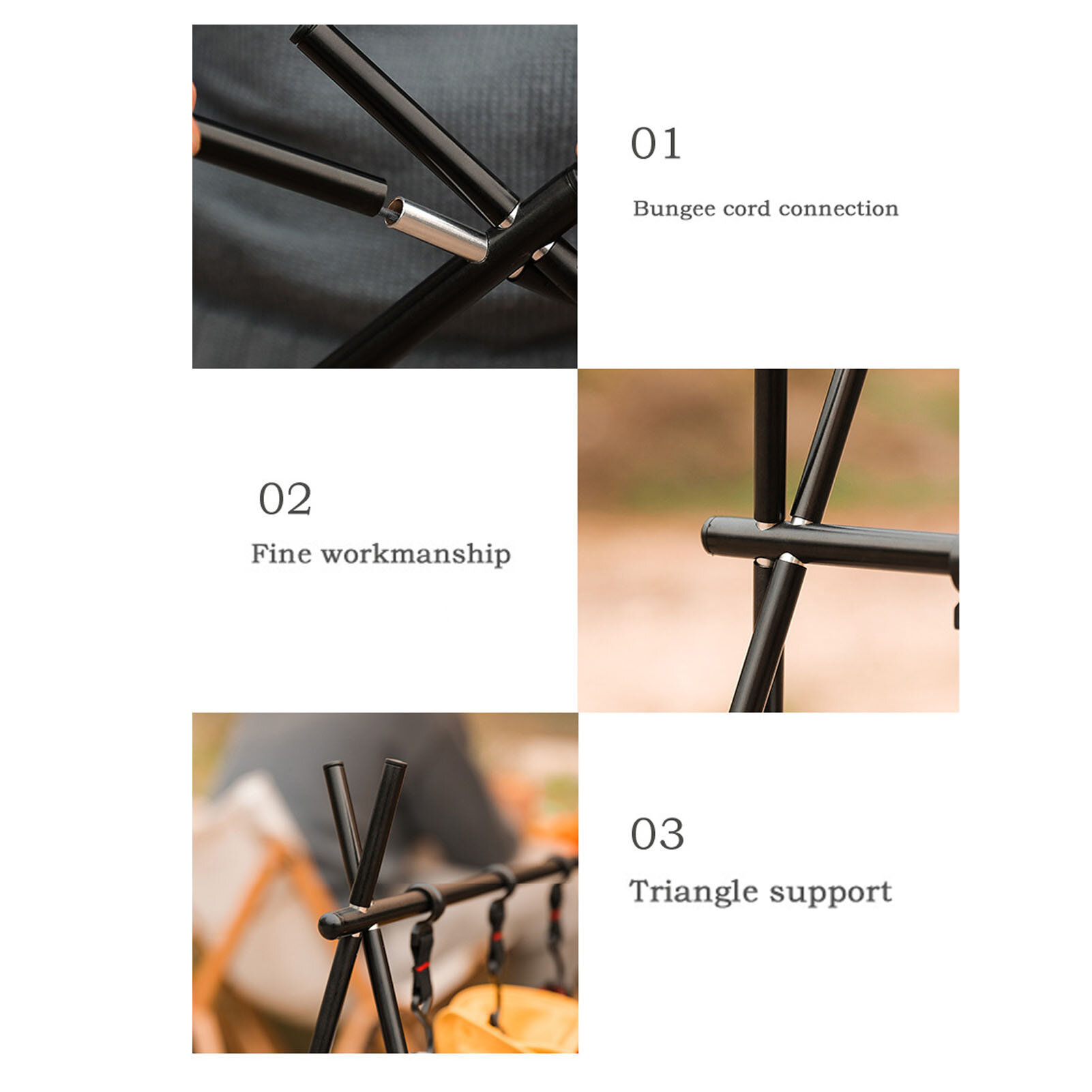 Стойки для кемпинга, складная треугольная полка из алюминиевого сплава, складная подвесная подставка-органайзер для улицы, размер Samll с 5 крючками, черный