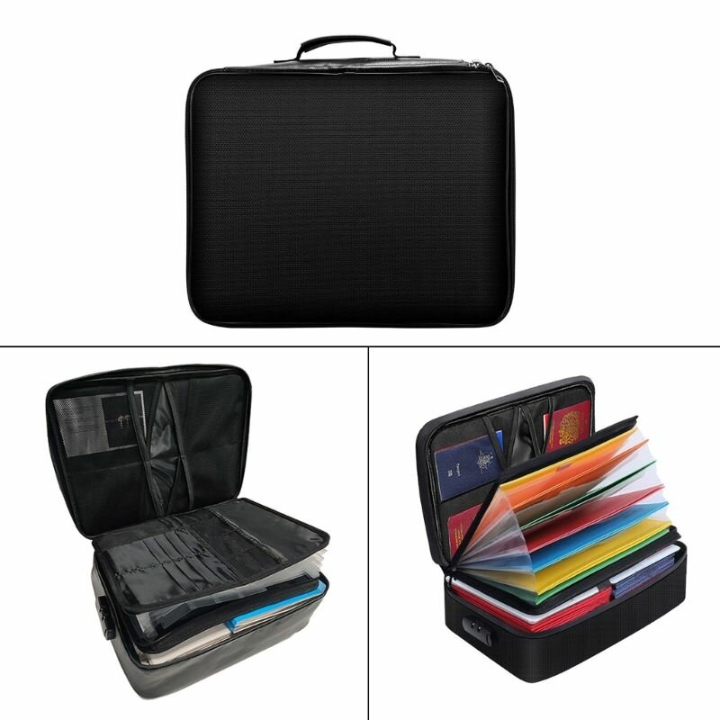 Огнеупорная и водонепроницаемая сумка для документов из стекловолокна с замком