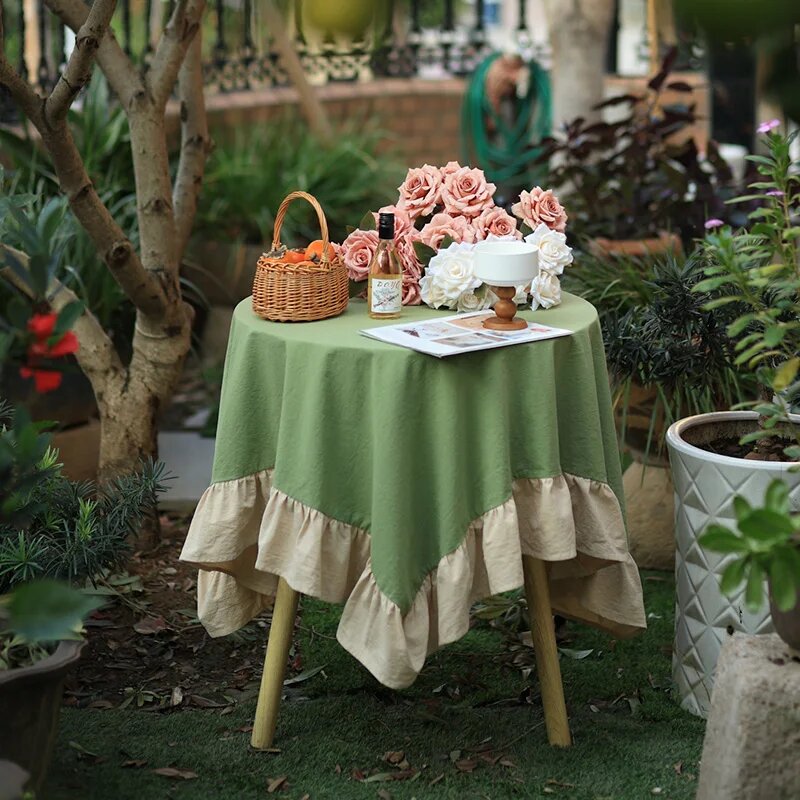 Ретро фермерский дом с рюшами, круглая скатерть, хлопковые воланы, моющиеся прямоугольные украшения стола для детского душа, кухни, свадьбы, вечеринки