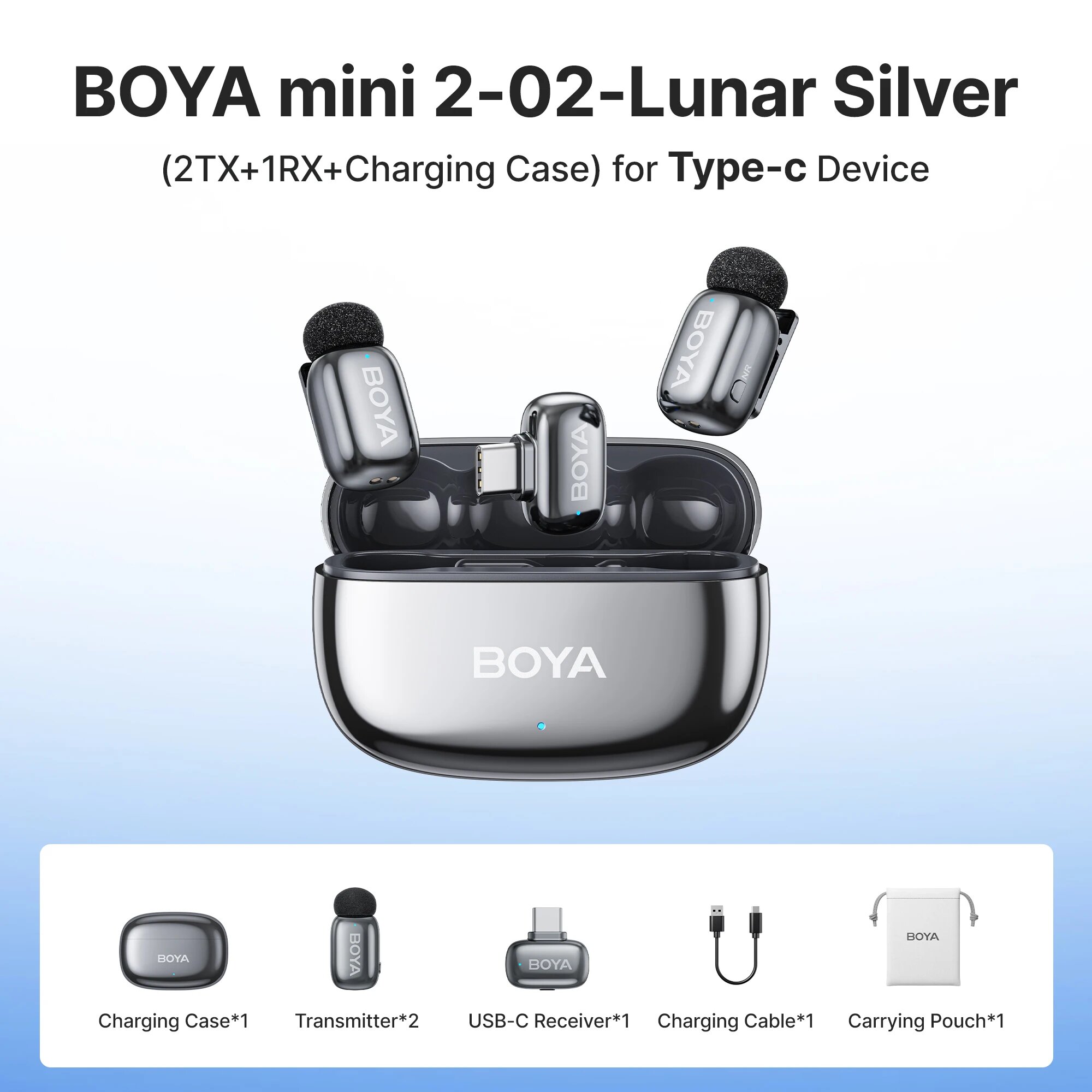 BOYA Mini 2 беспроводной микрофон mini 2-02-Sliver