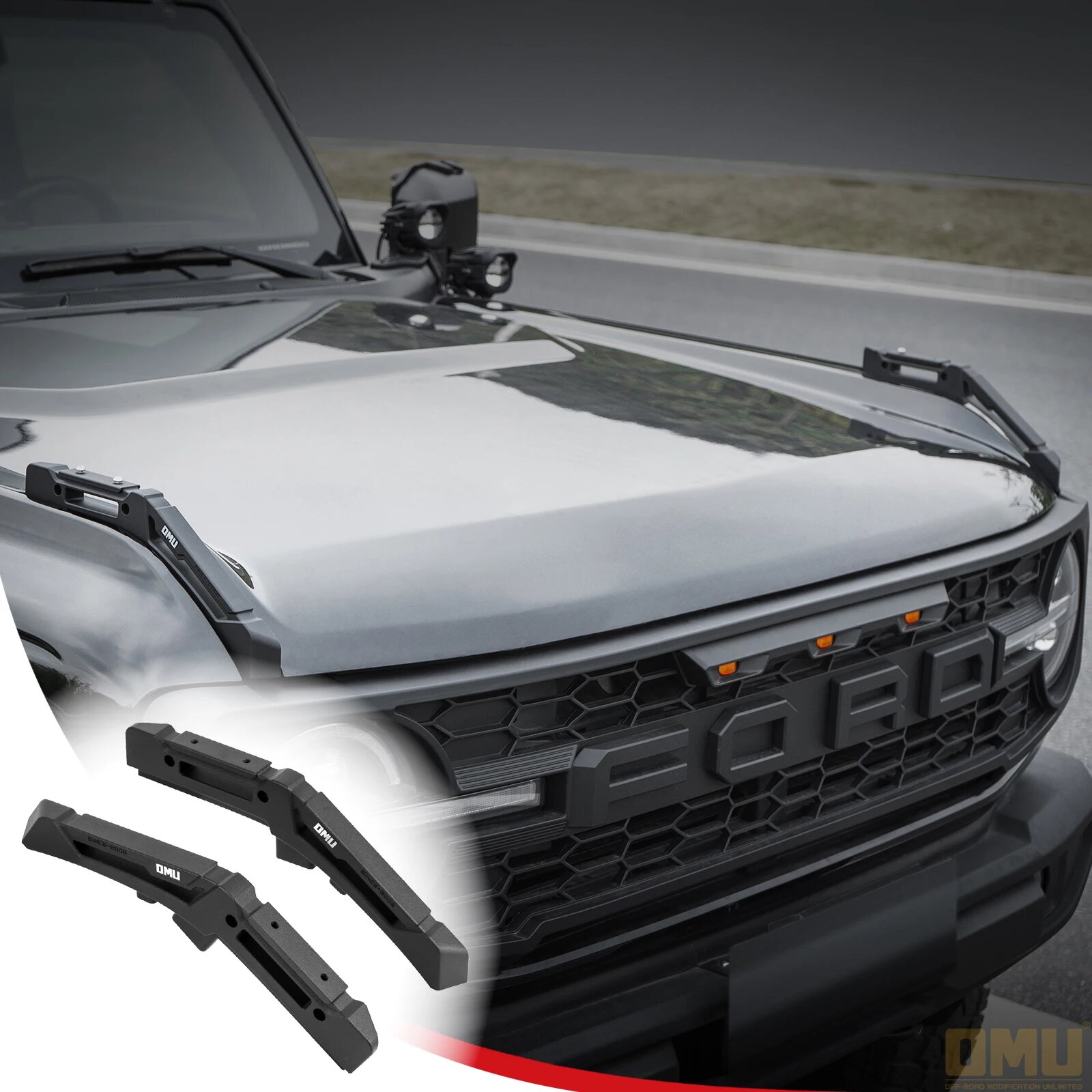 OMU Genesis Series, алюминиевый дефлектор конечностей на капоте, замена дефлектора ветки для Ford Bronco, 2/4 двери, 2021-2025, внешние аксессуары