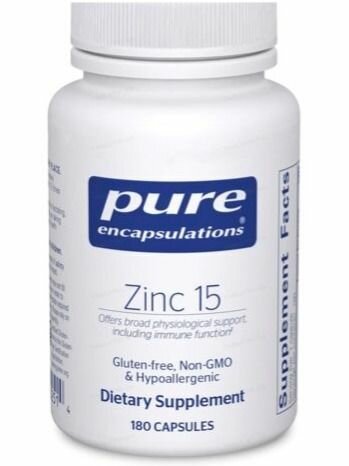 Pure Encapsulations, Zinc, Цинк Пиколинат 15 мг, 180 капсул