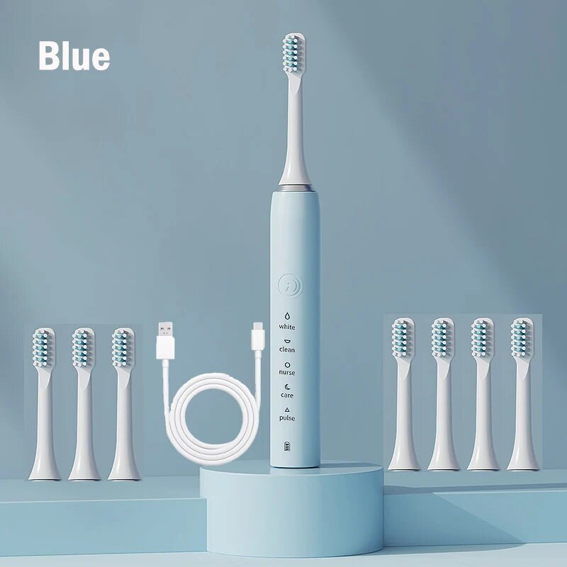 ИLIKE Ультразвуковая электрическая зубная щетка Blue 8 Head