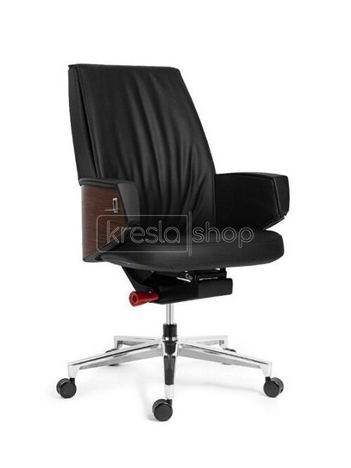 Кресло для руководителя Directoria&Moder байрон M черная кожа, шпон темный орех
