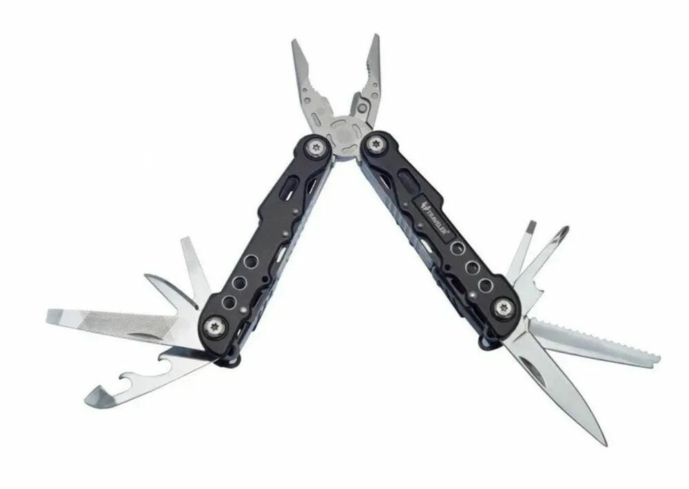 Мультитул Traveler MQ039DG, 9 функций, нержавеющая сталь, алюминиевая рукоять, чехол в комплекте