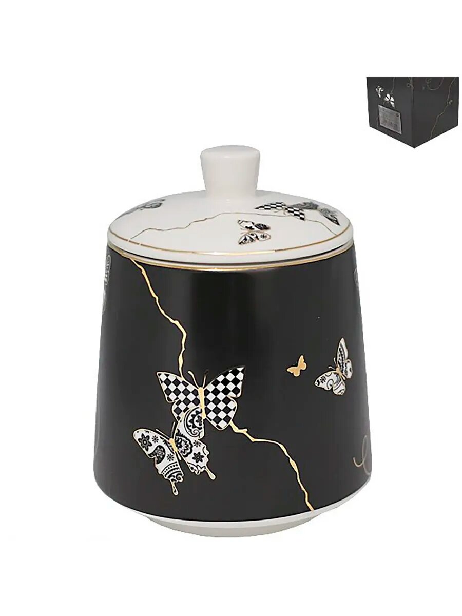 Сахарница с крышкой Lenardi Butterfly, фарфоровая, 500 мл