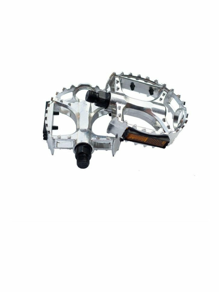 Педали MTB/BMX алюминиевые, резьба 1/2" (тонкая), 97х93мм, серебристые