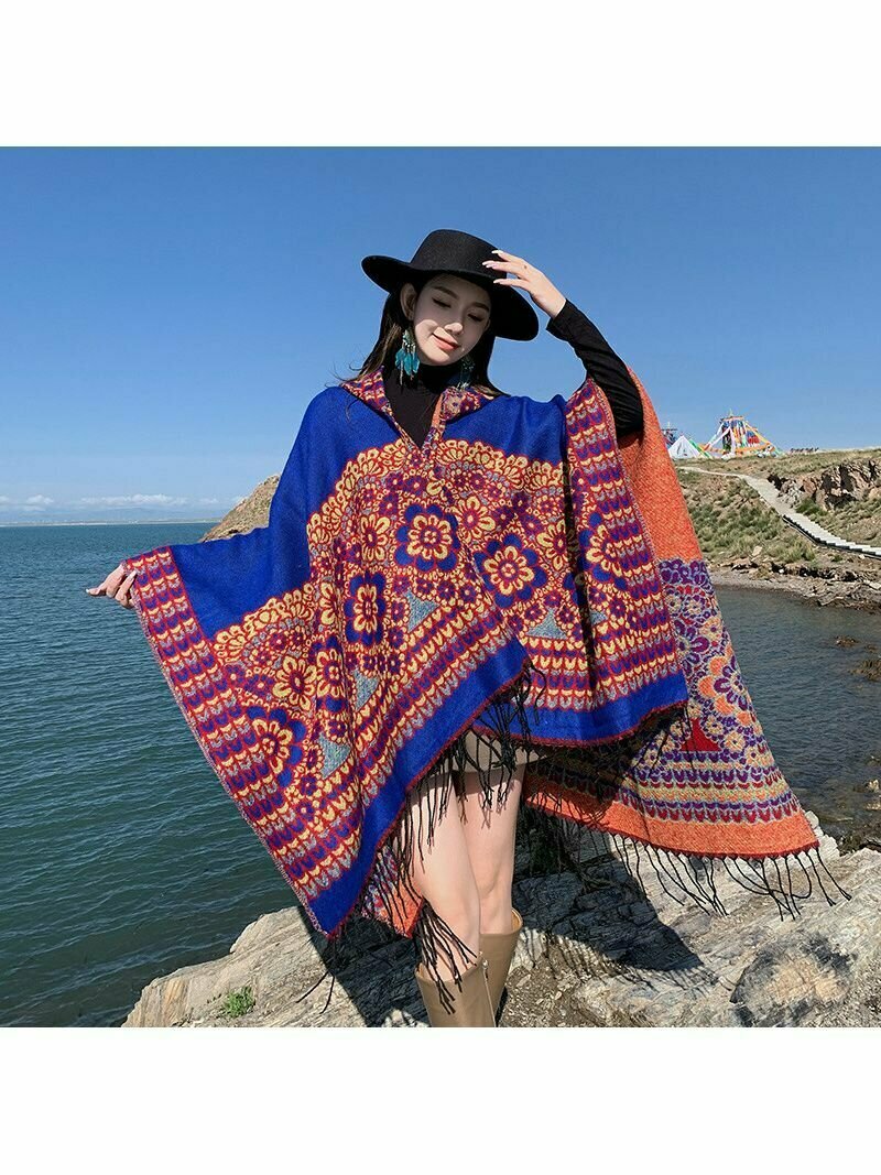 Плед-пончо 150 130 ярко-синий Плед-пончо