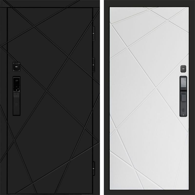 Входная дверь металлическая ВДК с электронным замком Лучи Блек/Лучи Белый 960x2050 Левое
