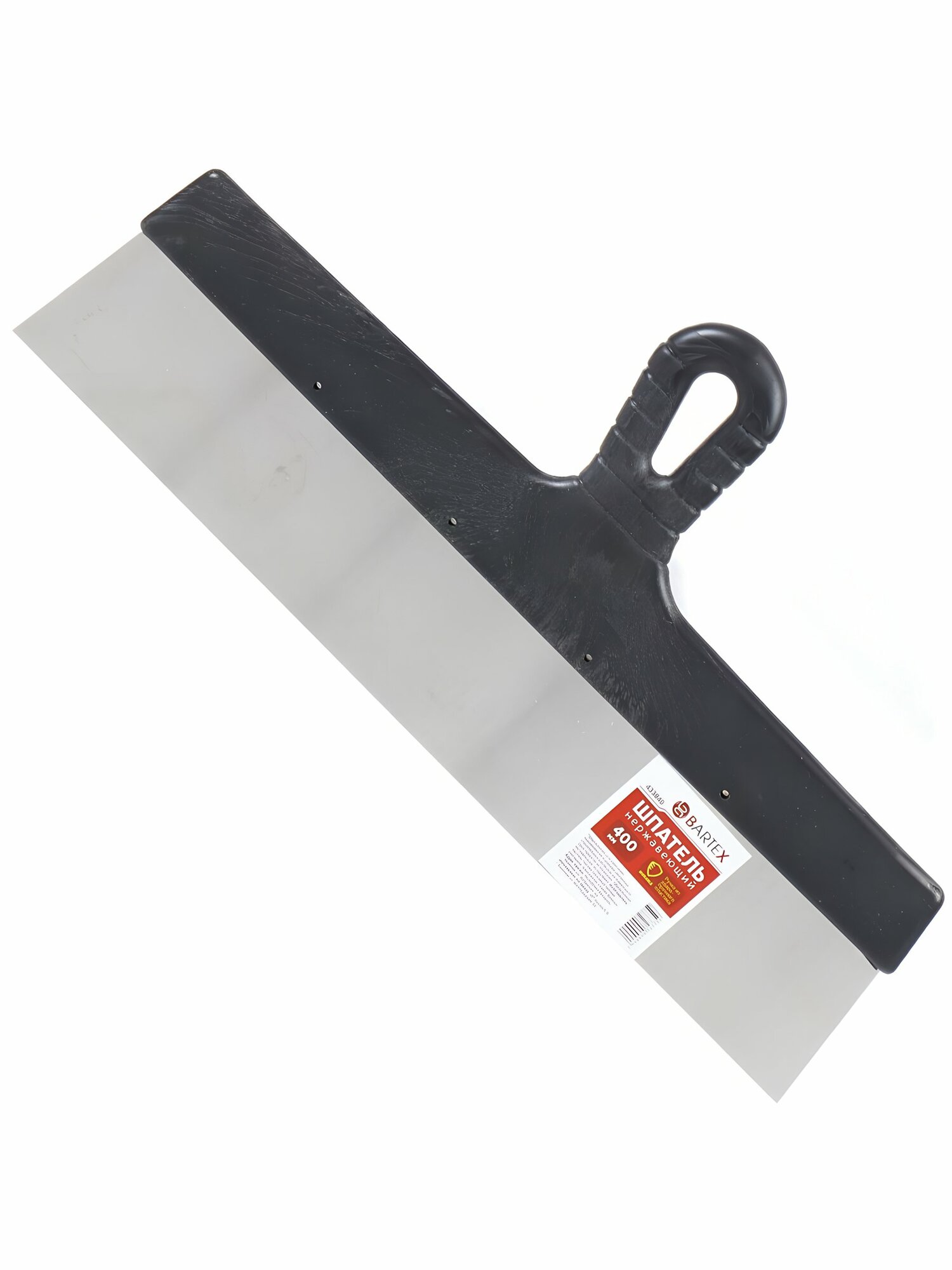 Шпатель нержавеющая сталь, 400 мм, прямой, рукоятка пластик, Bartex