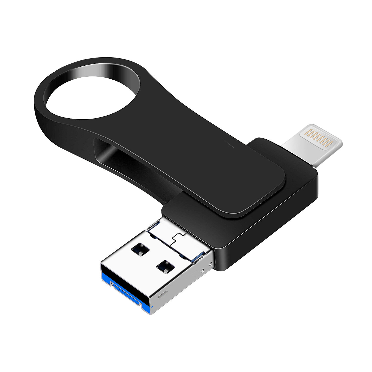 Трансг USB-флешка «четыре в одном» OTG для мобильного телефона, подходящая для Apple/TYPE-C/Android/USB USB Чёрный 256GB