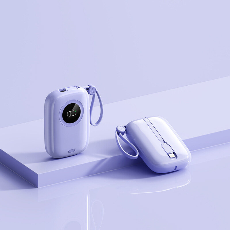 66W Супербыстрый Зарядный Power Bank 20000mAh с Встроенным Кабелем, Компактный Портативный Мобильный Источник Питания