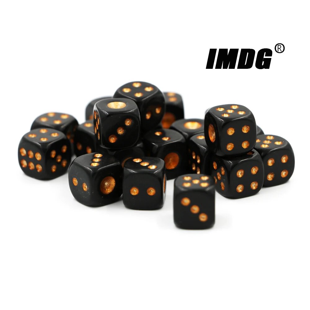 Синие кубики из акрила с черными и золотыми точками, 13 мм, Dice #13