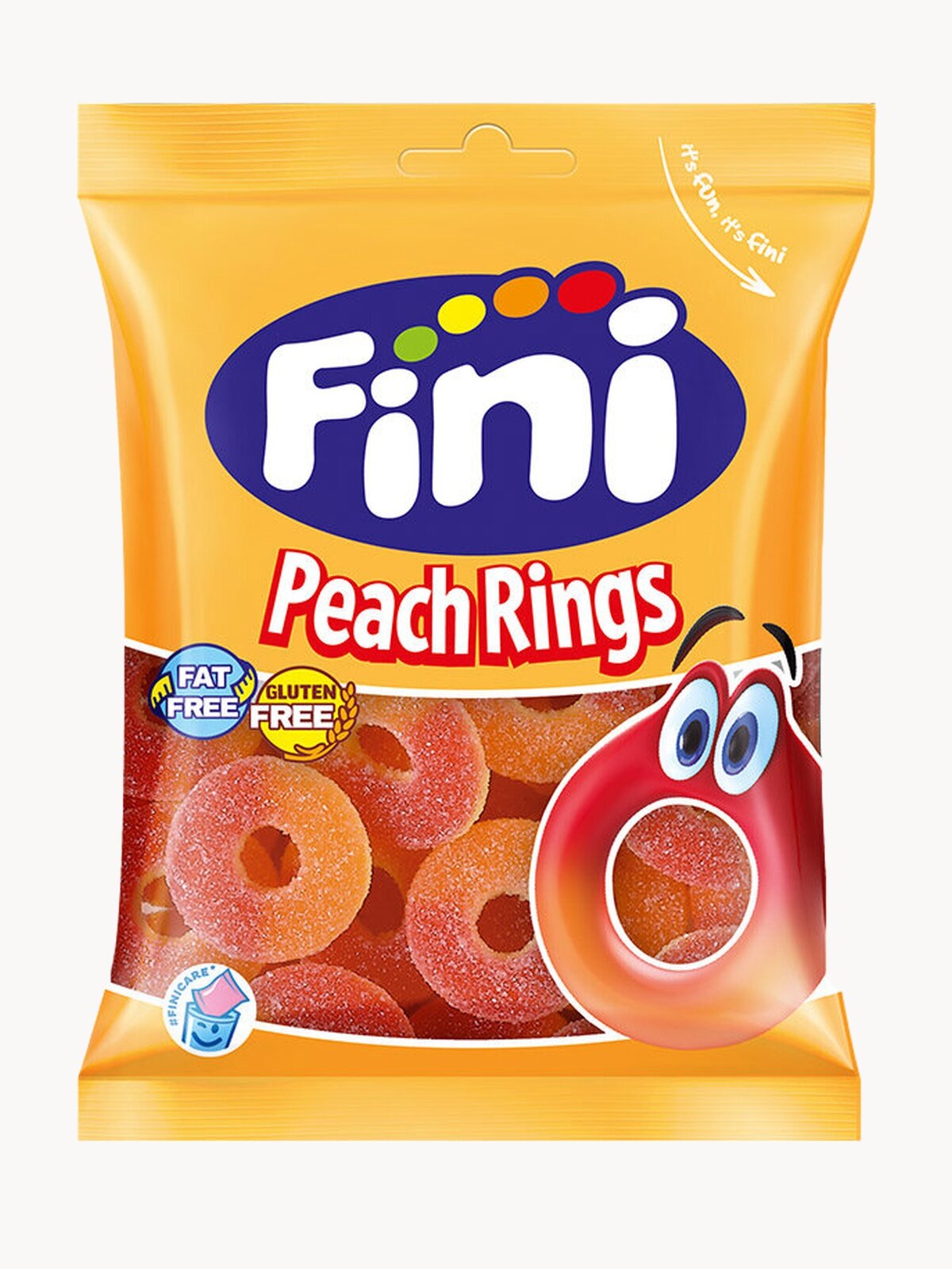 Мармелад FINI "Персиковые Кольца", жевательный, фигурный, без глютена, 90г