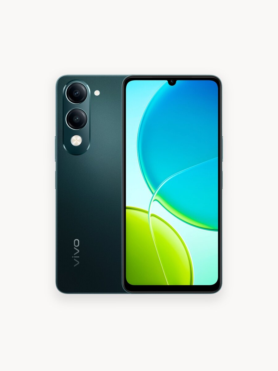 Смартфон Vivo Y04s, 6GB/256GB, IP64, Android 15, сканер отпечатка, Малахитовый черный