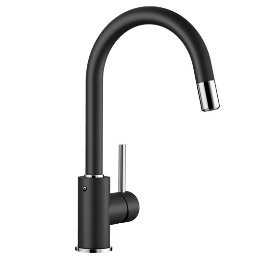 Смеситель для кухни Blanco MILA-S однорычажный с выдвижным шлангом черный 526146