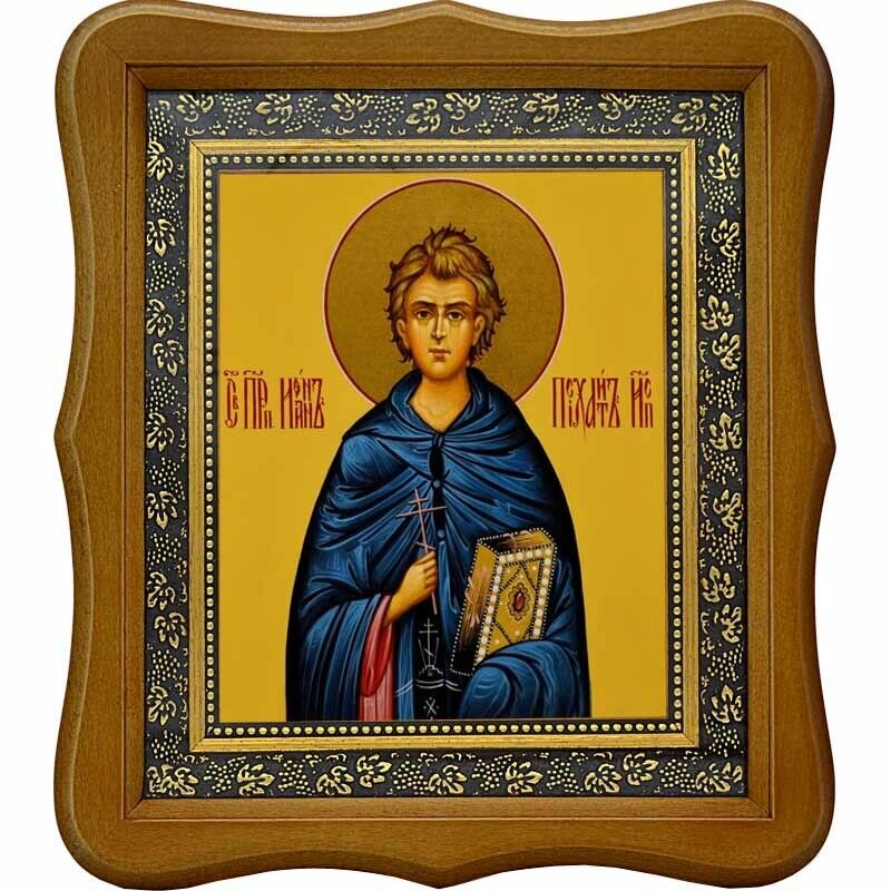 Иоанн Психаит преподобный. Икона на холсте. (17 х 21 см / В деревянном киоте под стеклом).