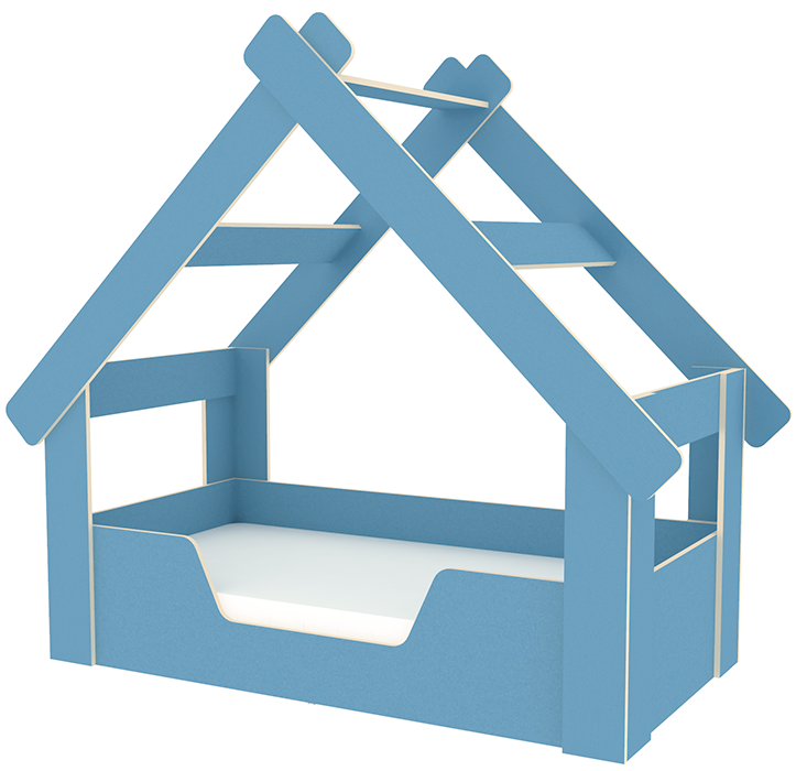 Кровать односпальная Домик Кариви 2 Светло Синий/Голубой