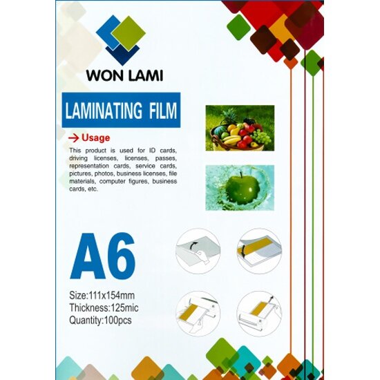 Пленка для ламинирования WF А6, 111х154 мм, 125 мкм, 100 шт/уп