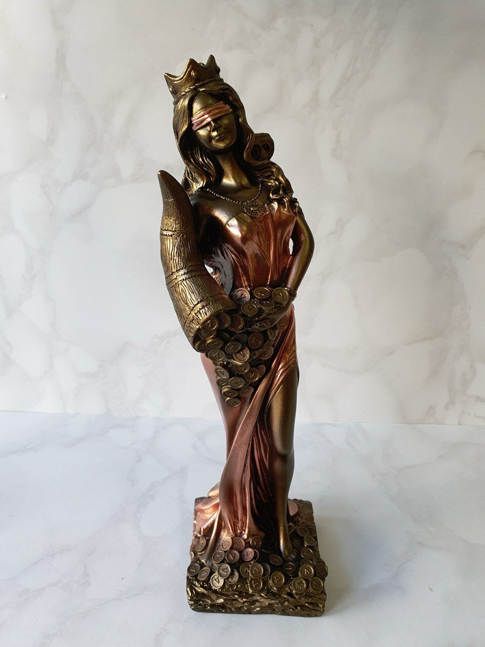 Статуэтка Фортуна богиня удачи 30 см. Цвет бронза/медь. Мраморная крошка.