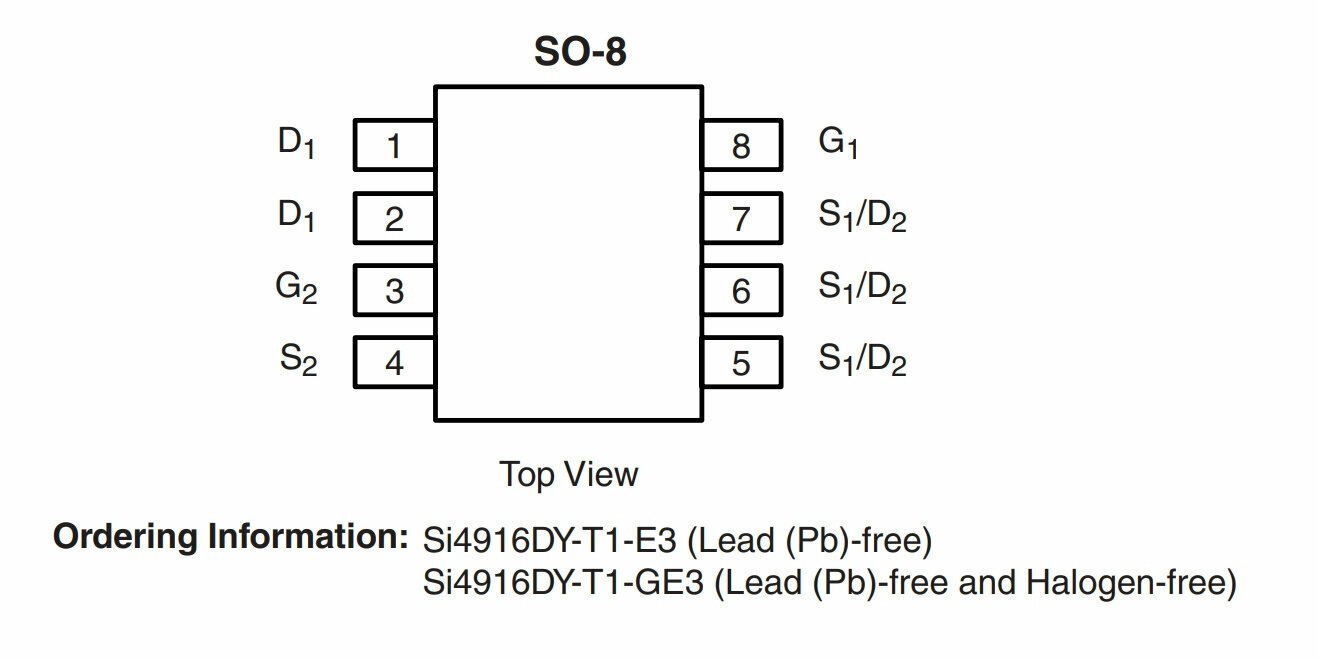 Микросхема SI4916DY N-Channel MOSFET 30V 10A SO-8