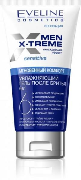 Eveline Men X-treme Sensitive Увлажняющий гель 6в1 после бритья 150 мл.