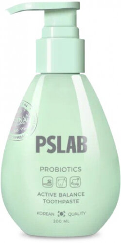 Зубная паста Pslab Active balance от кариеса с пробиотиками, 200 мл