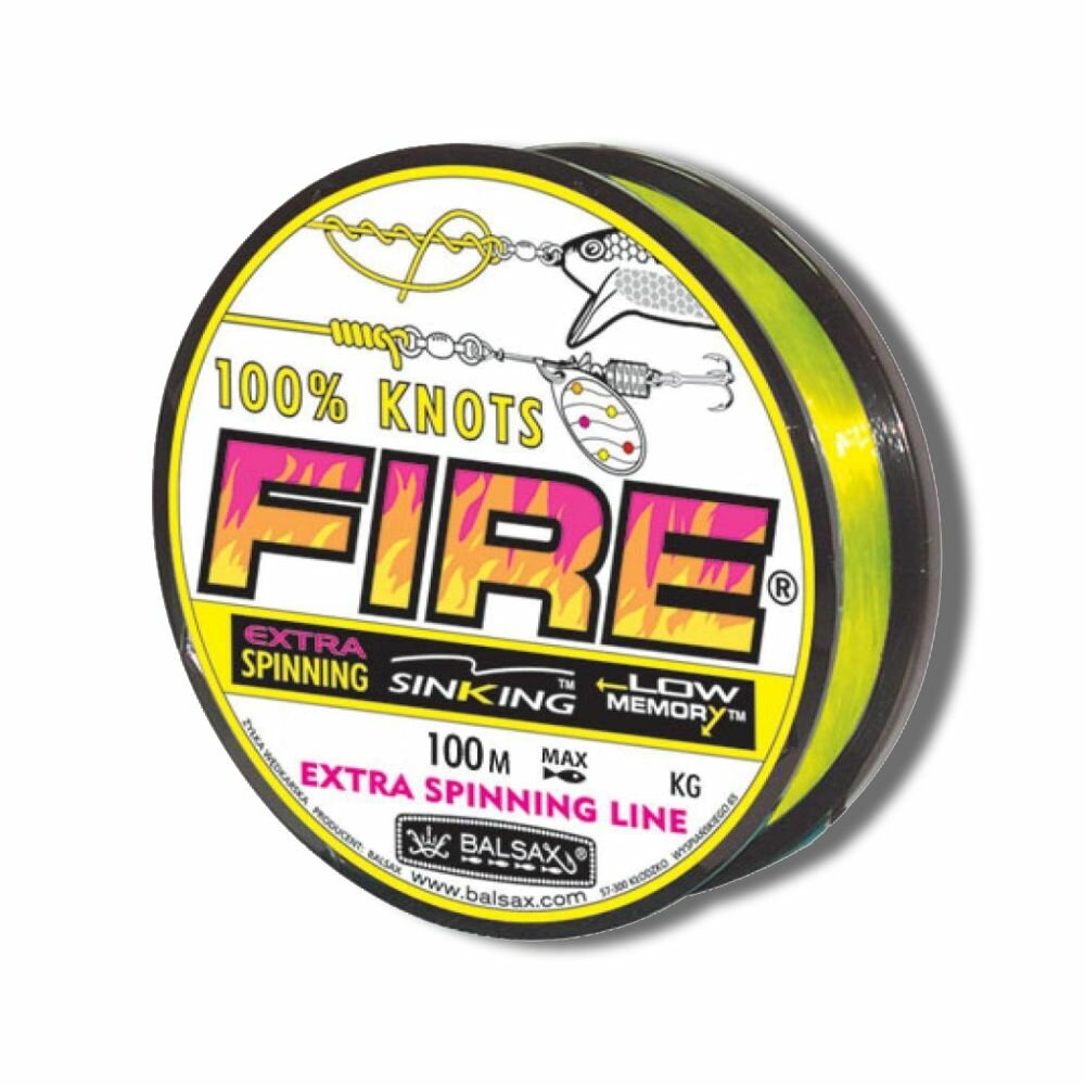Монофильная леска для рыбалки Balsax Fire 100м 0,22мм 6,15кг, флюоресцентная (10 штук)