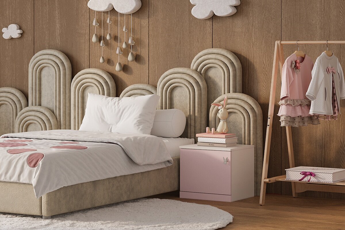 Тумба прикроватная МебельЛэнд24 Банни- 1 МДФ Розовый Лайт 45x38x40