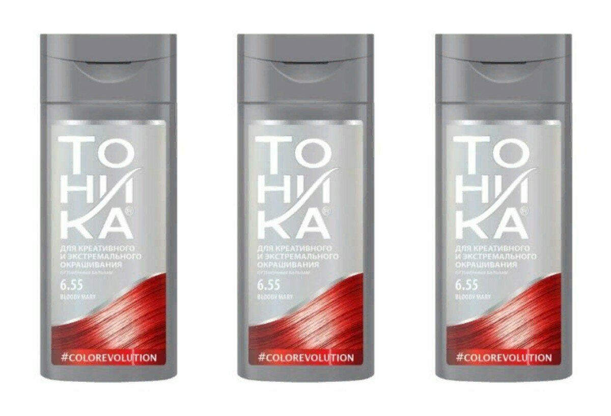 Бальзам для волос Тоника, ColoRevolution, Оттеночный 6.55, bloody Mary, 150 мл, 3 шт