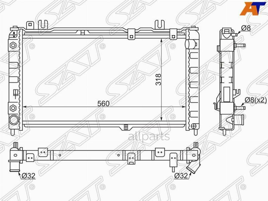 SAT SG-LD0001-AT-R Радиатор LADA Granta 11- / Datsun mi-Do 14-21 / on-DO 14-19 / LADA Granta Cross 18- / Granta Sport 1