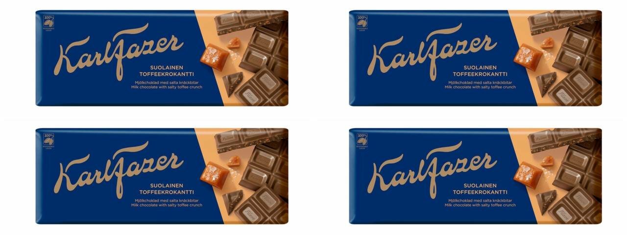 Молочный шоколад с крошкой соленой карамели Karl Fazer, 4 плитки по 180 г (Финляндия)