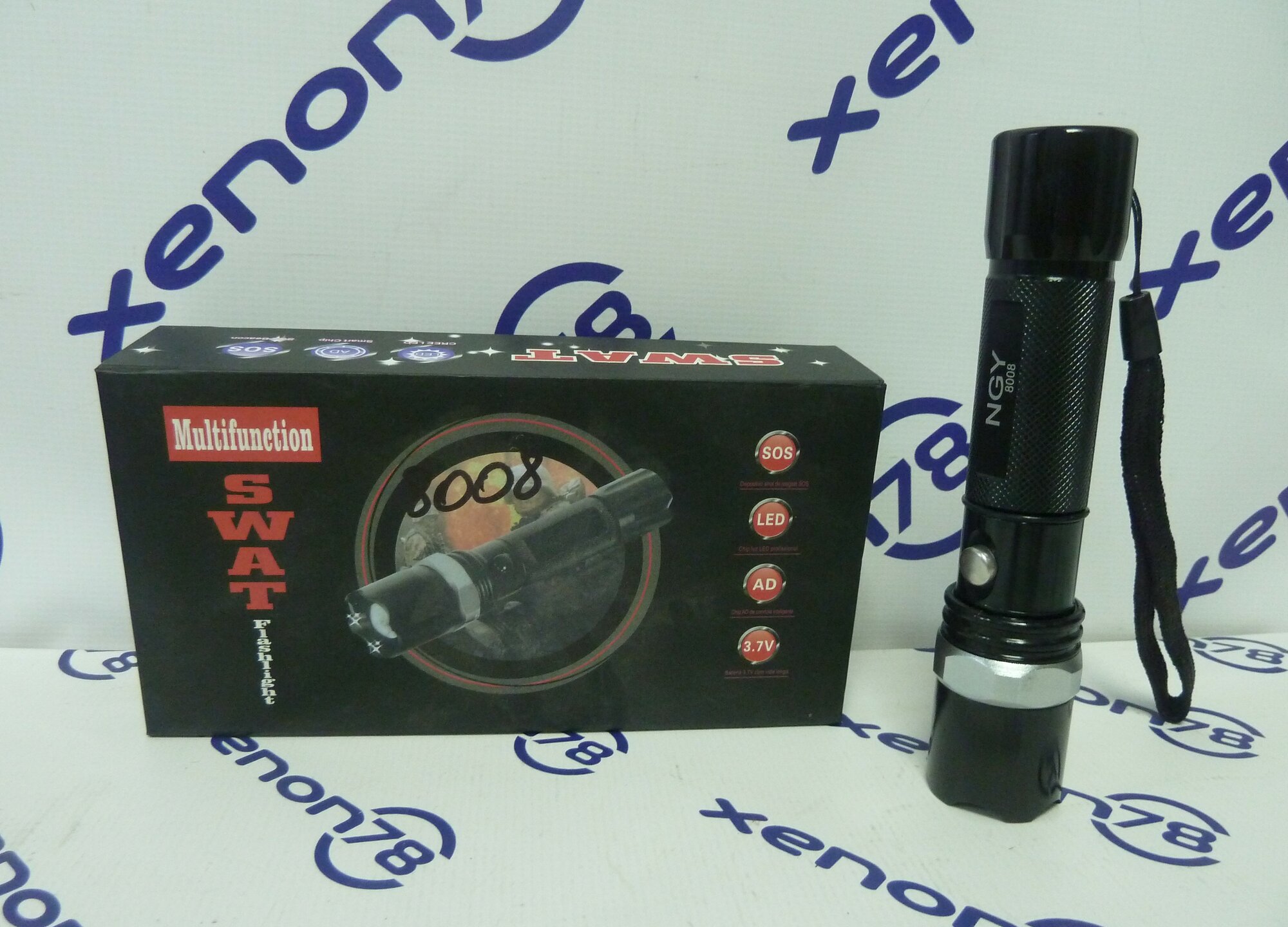 Светодиодный, карманный фонарик NGY 8008 (белый свет, 3 режима) аккумулятор 18650, 3/у 220W - 1 шт