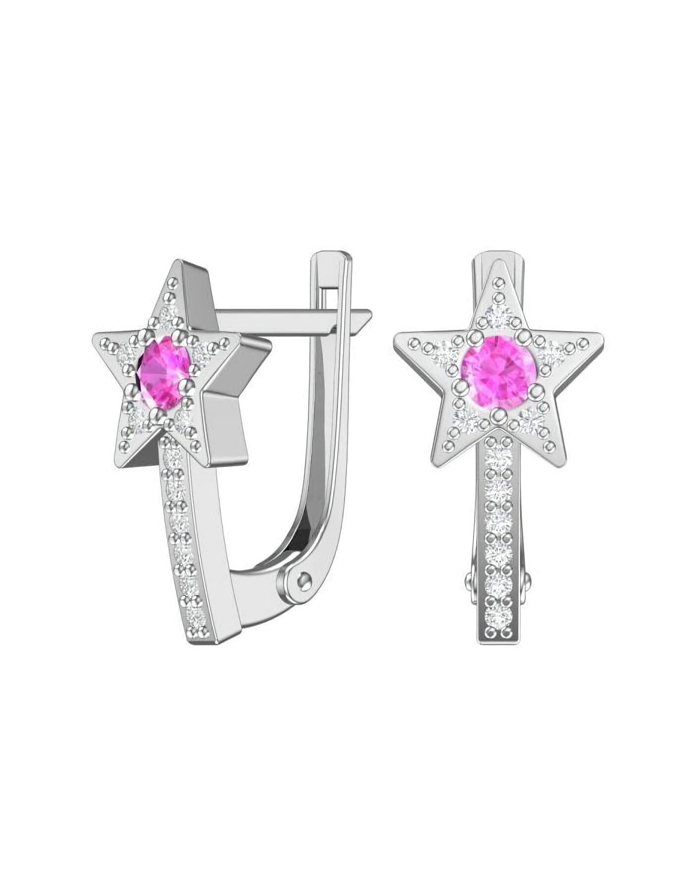 Серьги, серебро, 925 проба, родирование, фианит