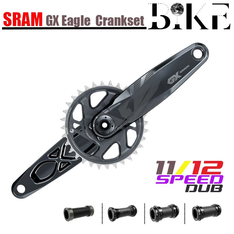 SRAM FC GX Eagle DUB 1x12 12 скоростей алюминиевые шатуны 170/175 мм 32T/34T 175mm, 34Т, Sram BSA, 3mm offset