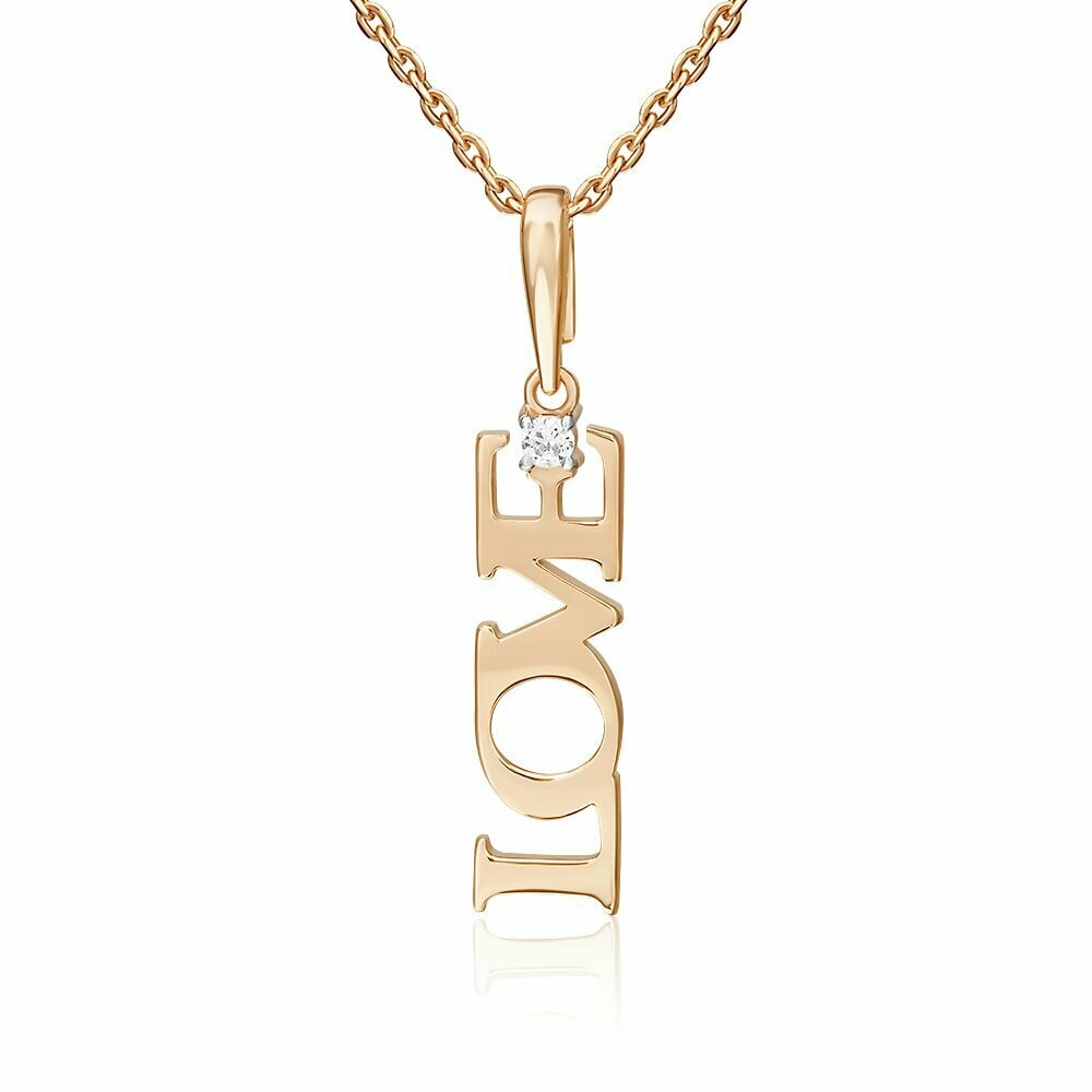 Подвеска, красное золото, 585 проба, фианит