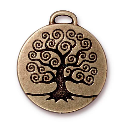 Подвеска, 27х24мм, TierraCast, дерево жизни, базовый материал - оловянный сплав, бронзовое с чернением, 1 шт.