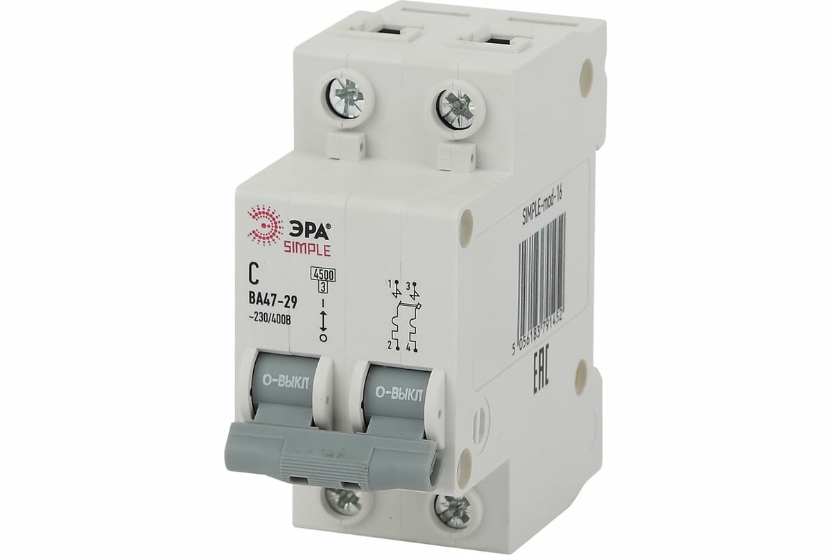 ЭРА SIMPLE Автоматический выключатель 2P 25А C 4,5кА ВА 47-29 Б0039231