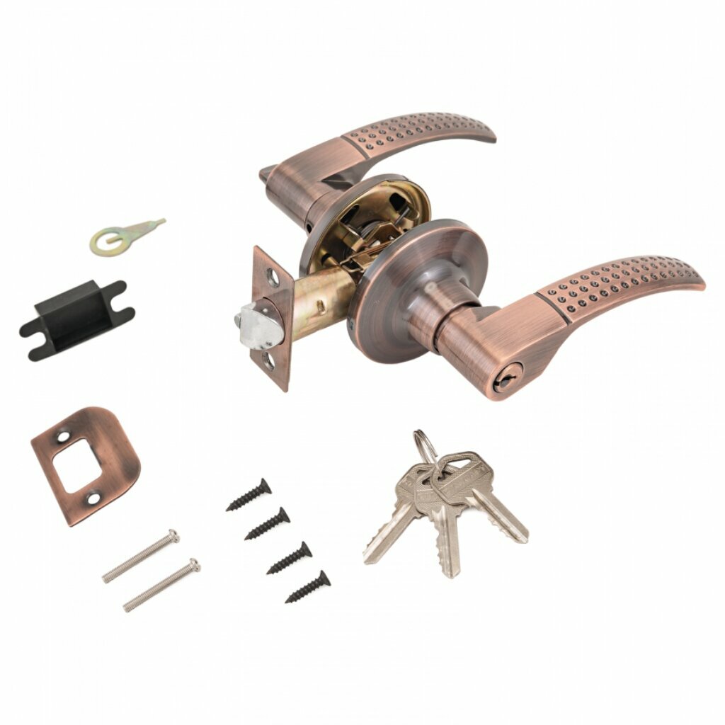 Защелка врезная, Стандарт, 8510 ET AC, 10132, с фиксатором, медь