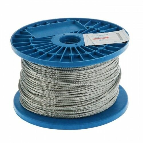 Трос стальной 3 мм, катушка 200 м, без оплетки