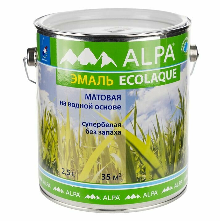 Эмаль матовая ALPA Ecolaque белая 2,5 л