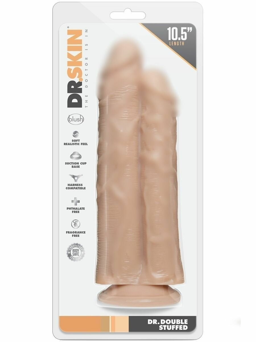 Сдвоенный фаллоимитатор на присоске "DR. SKIN DR. DOUBLE STUFFED FLESH" 24,5см