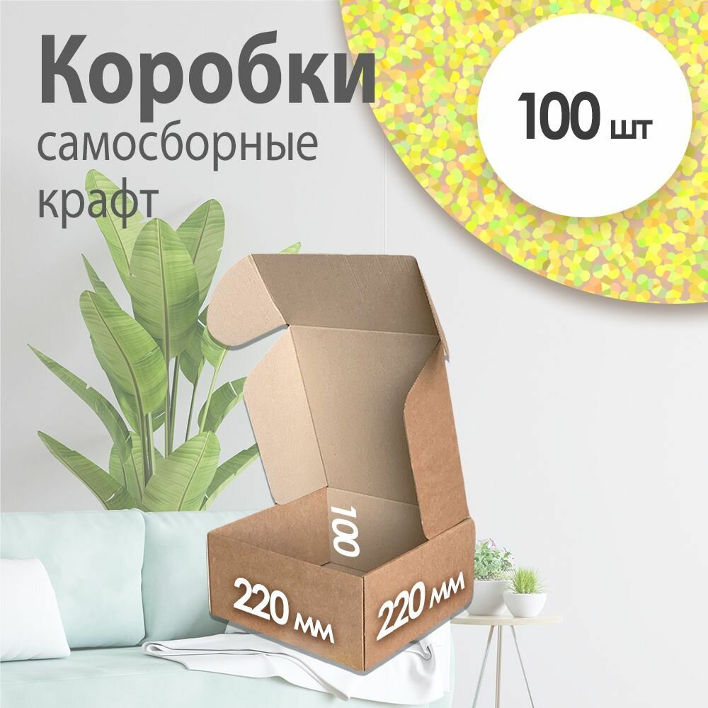 Коробка подарочная картонная самосборная 220х220х100 мм 100 шт
