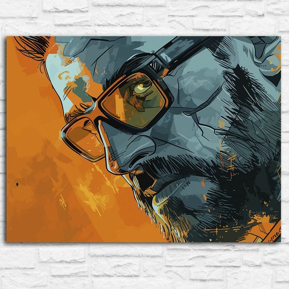 Картина по номерам на холсте игра half Life (Халф Лайф, Гордон Фриман, PS, PC) - 15244 Г 60x80